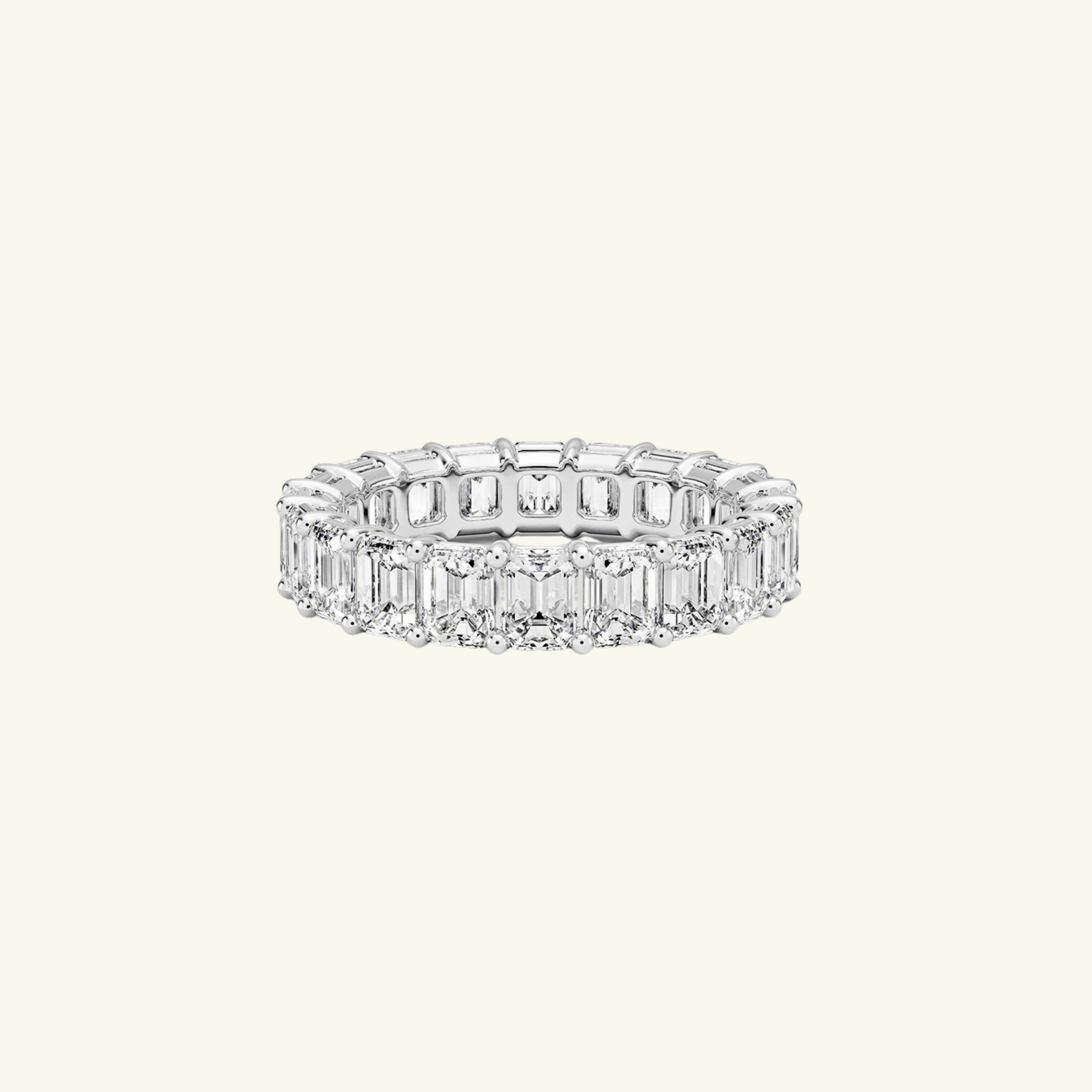4ct Moissanite Emerald Cut Eternity Ring - 18k White Gold Vermeil ...